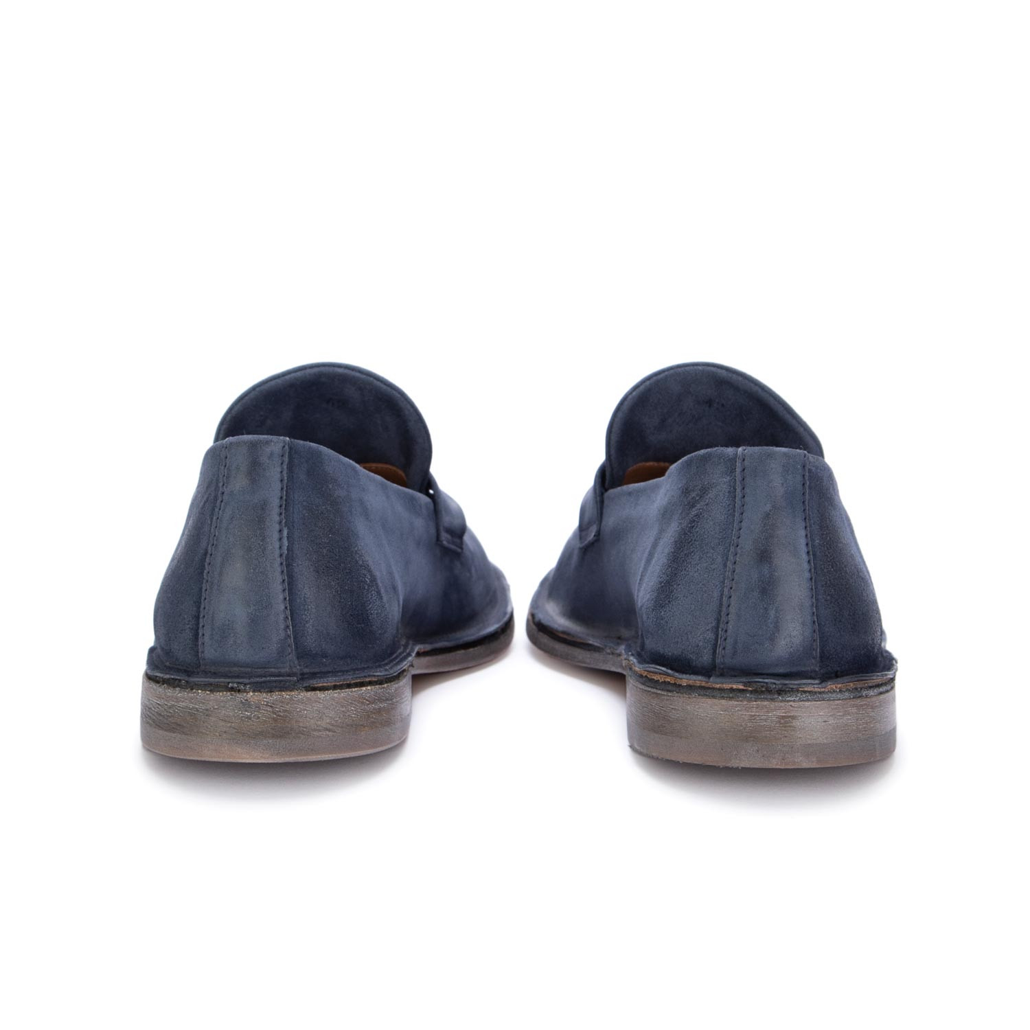 Moma Men's Loafers Vintage Navy Blue Suede | Italian Shoes at derna.it
