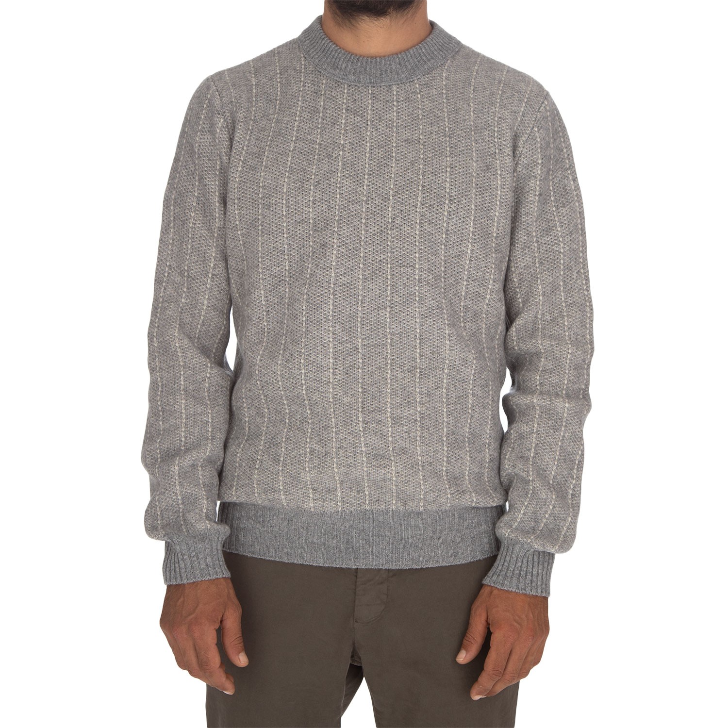 Maglione da Uomo Wool & Co Righe Verticali Grigio | Derna.it